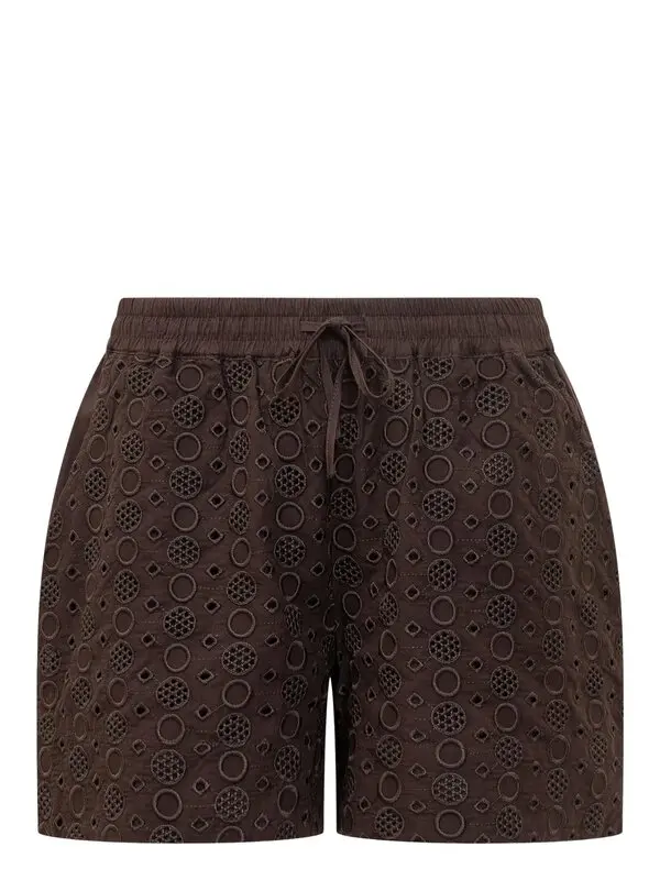 Pinko Embroidered Mini Shorts With Elegant Detailing - Marrone