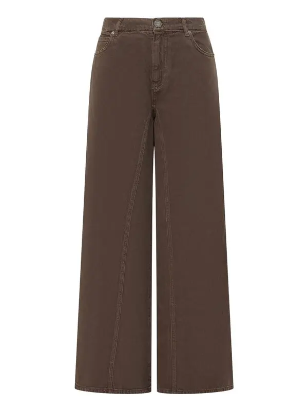 Pinko Tailored Wide-leg Trousers With Pockets - Marrone