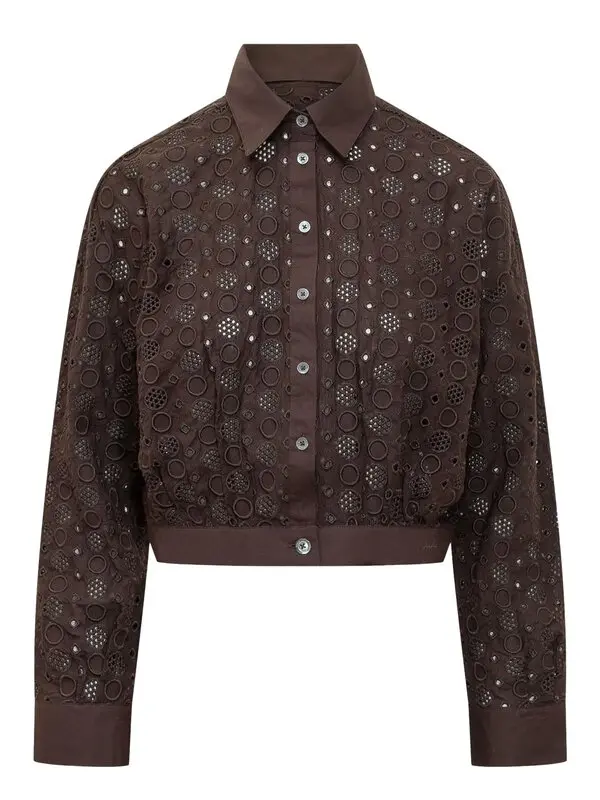 Pinko Embroidered Cut-out Detail Mini Shirt - Marrone