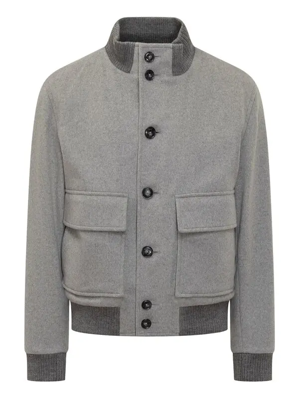 BOSS Wool Blend Front Pocket Jacket - Silver