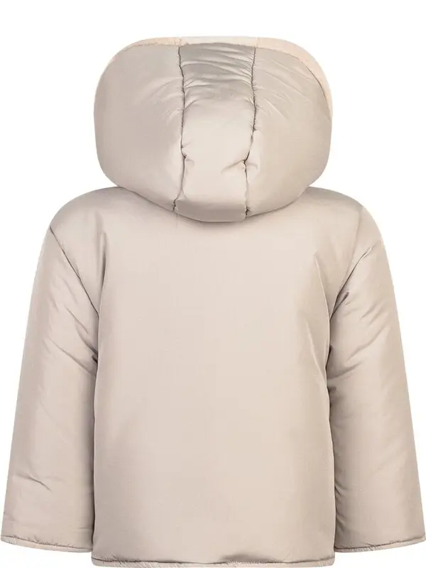 L'ORSOBRUNO Mini Down Jacket With Hood And Buttons - Beige
