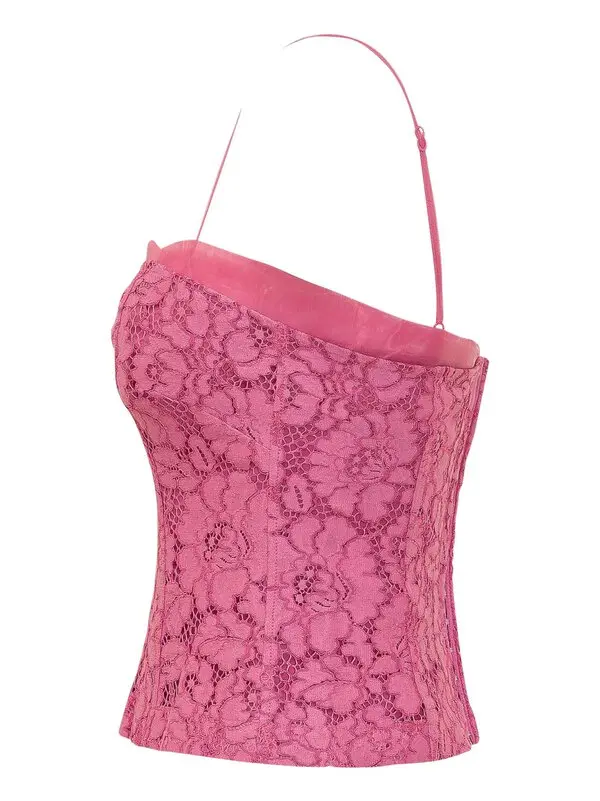 Pinko Lace Bustier Top - Rosa Ibis