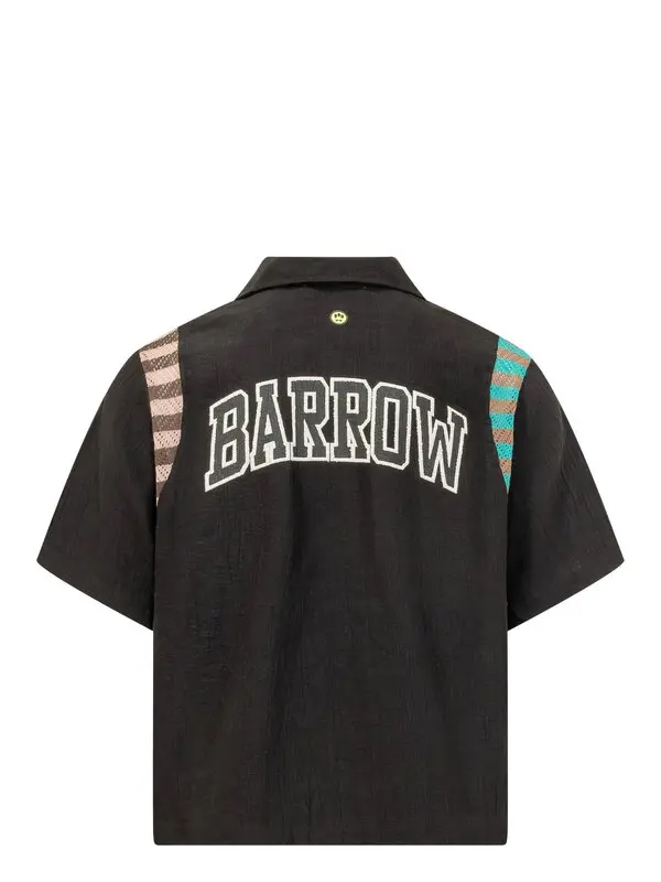 BARROW Viscose Mini Shirt With Cut Sleeves - Nero