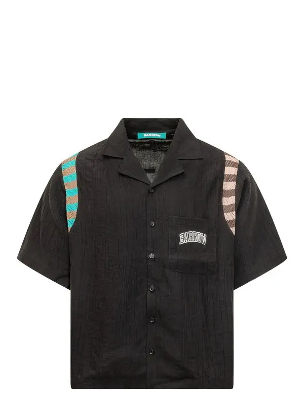 BARROW Viscose Mini Shirt With Cut Sleeves - Nero