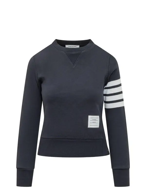 Thom Browne Quattro Band Crewneck Sweatshirt - Navy