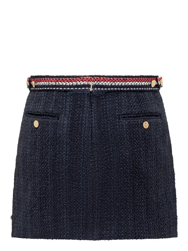 Thom Browne Tweed Mini Skirt With Rwb Detail - Navy