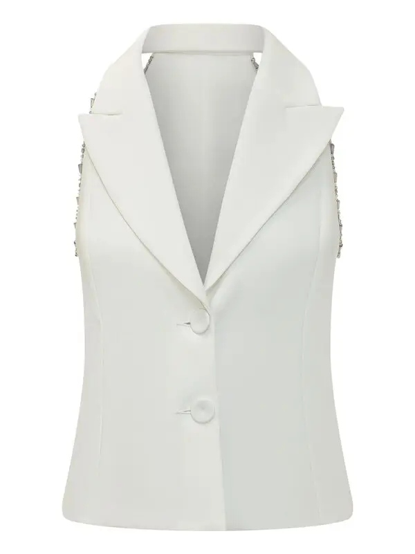 Pinko Structured Gilet With Revers - Bianco Seta