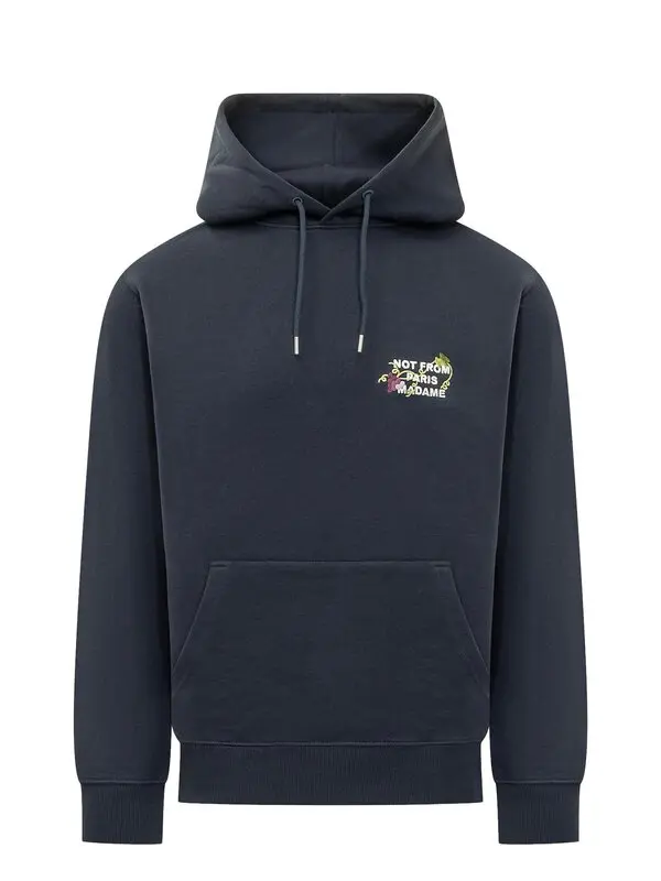 Drole De Monsieur Embroidered Hooded Sweatshirt - Navy