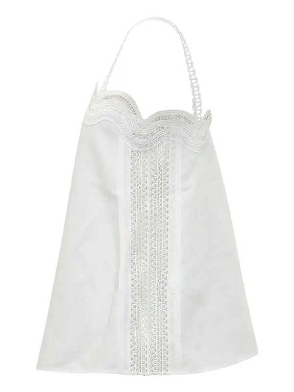BOSS Elegant Lace-trimmed Short Sleeve Top - White
