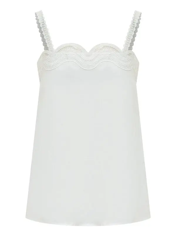 BOSS Elegant Lace-trimmed Top - White