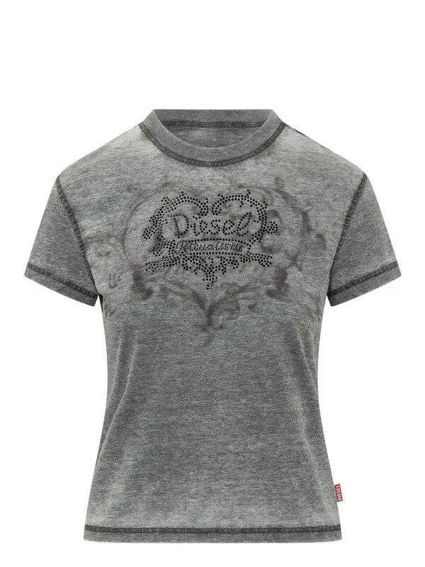DIESEL® Short Sleeve T-shirt With Front Applications - Grigio