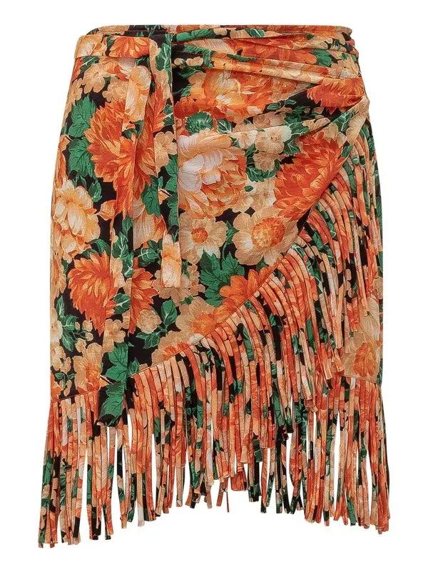 Pinko High-waisted Mini Skirt - Mult.arancio/verde