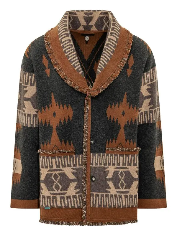 Alanui Jacquard Cardigan - Dark Grey