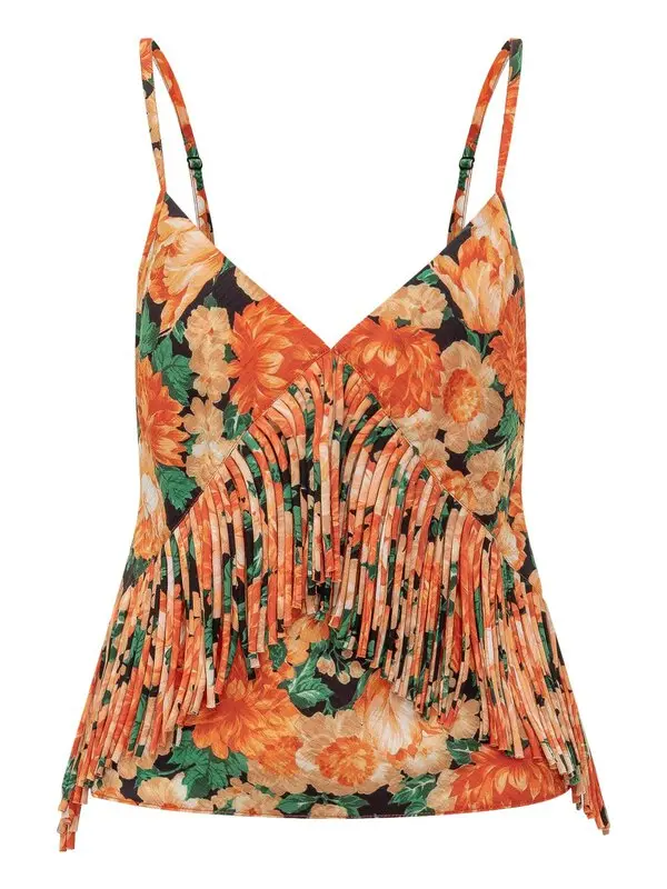 Pinko Floral Fringe Camisole - Mult.arancio/verde