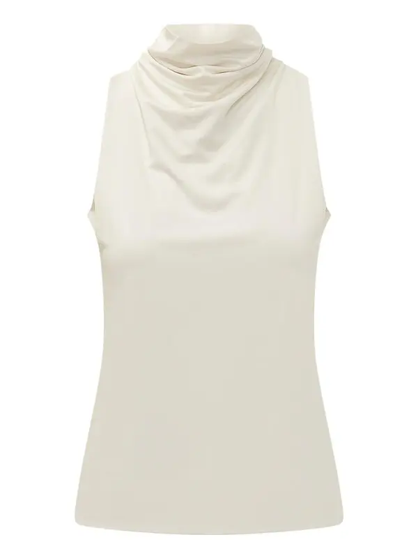 BOSS Sleeveless Draped Neck Mini Top - Open White