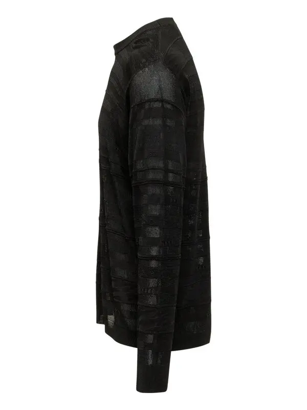 LANEUS Textured Knitwear Sweater - Nero