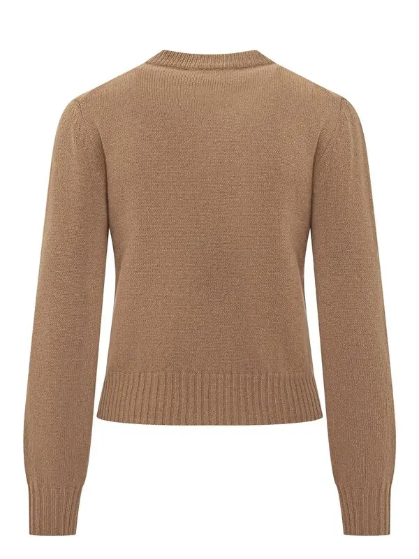 AMI Paris Crewneck Cardigan - Camel