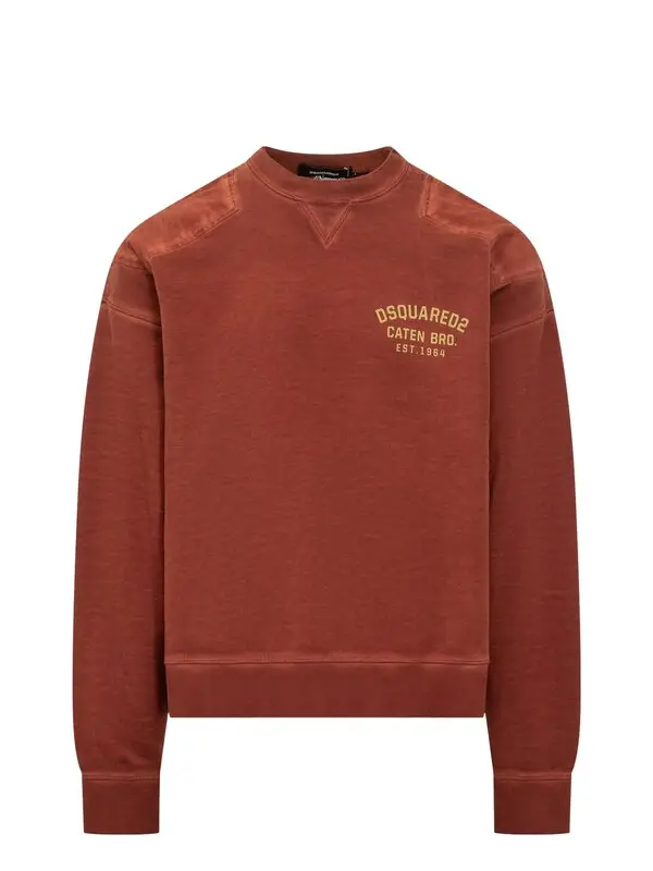 Dsquared2 Logo Embroidered Cotton Sweatshirt - Red