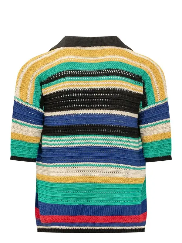 LANEUS Polo In Striped Design - Black/multicolor