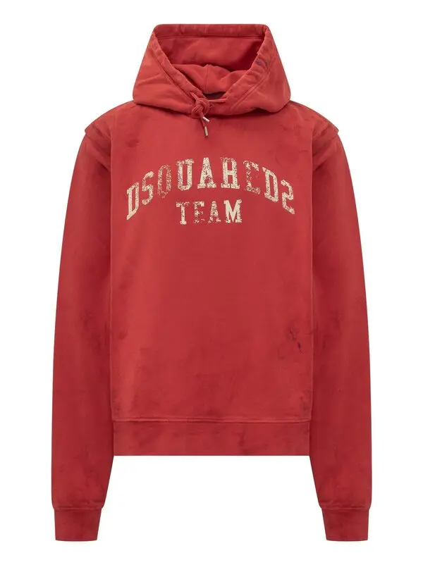 Dsquared2 Logo Print Hooded Sweatshirt - Red