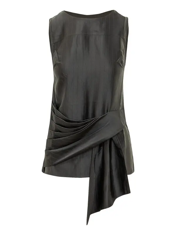Loulou De Saison Asymmetrical Draped Mini Top - Black