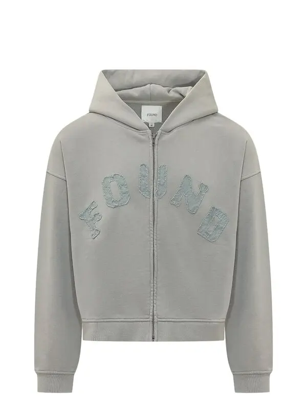 FOUND Logo Zip-up Hooded Sweatshirt - Gray