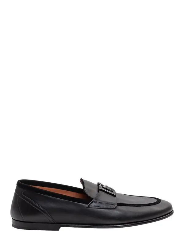 Dolce & Gabbana Leather Buckled Moccasin - Nero