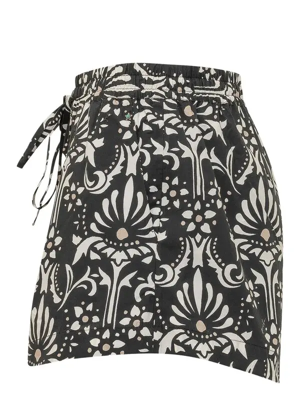 Pinko Chic Mini Shorts With Artistic Floral Print - Nero/bianco