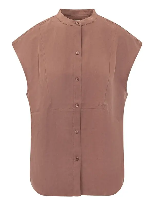 Calvin Klein Sleeveless Button-up Shirt - Sierra Brown