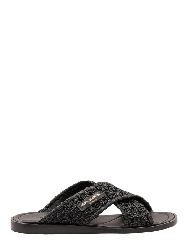 Dolce & Gabbana Raffia Detail Sandal - Nero/nero