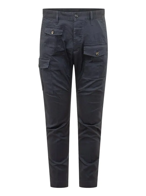 Dsquared2 Cargo Trousers With Pockets And Buttons - Blue