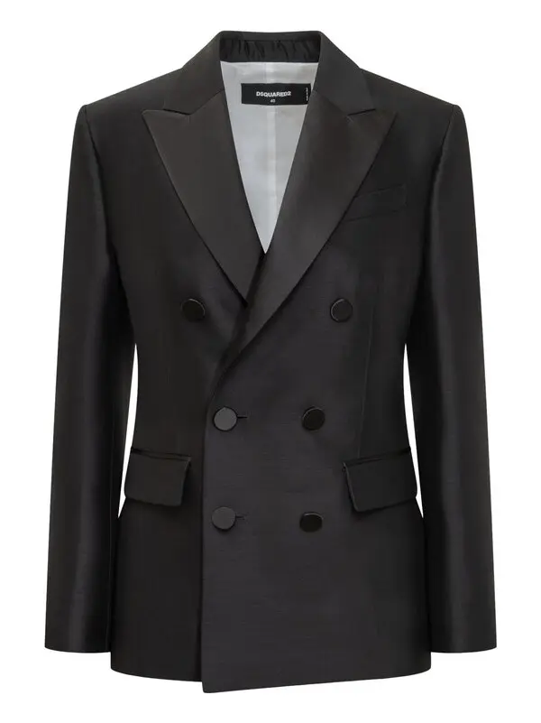 Dsquared2 Virgin Wool And Silk Tailored Jacket - Black