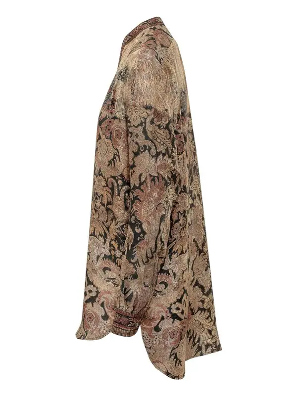 PIERRE-LOUIS MASCIA Aloe Silk-blend Mini Shirt - Marrone