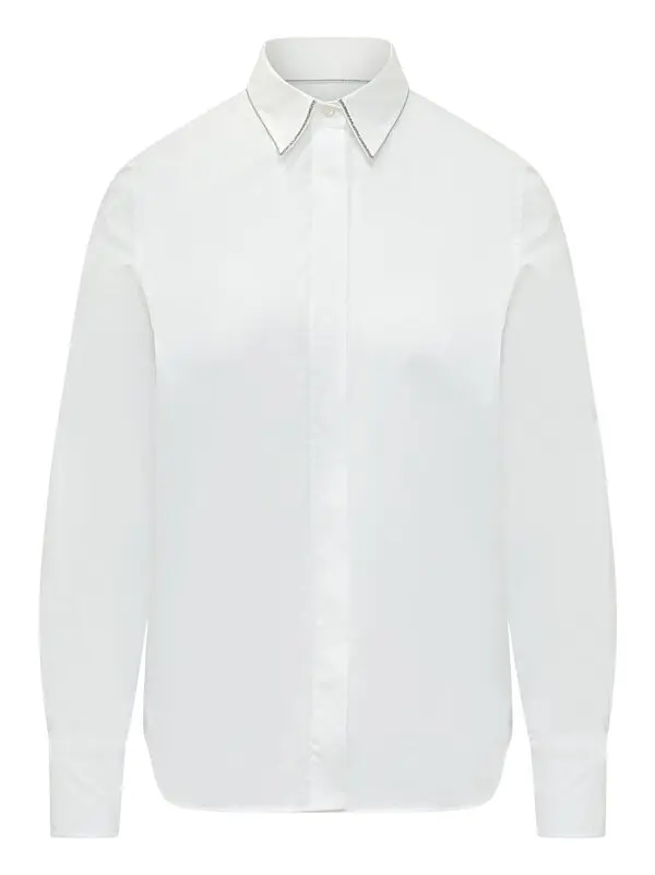 Brunello Cucinelli Long Sleeve Classic Fit Shirt - Bianco