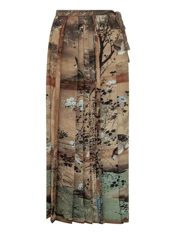 PIERRE-LOUIS MASCIA Draped Pleated Skirt - Beige