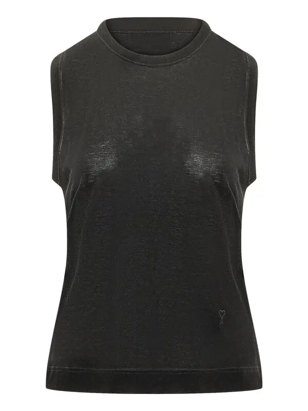 AMI Paris Classic Giro Neck Tank Top - Noir