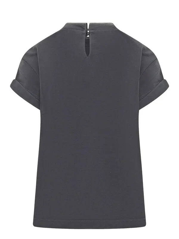 Brunello Cucinelli Cut Sleeve Giro Neck Knit Top - Abisso
