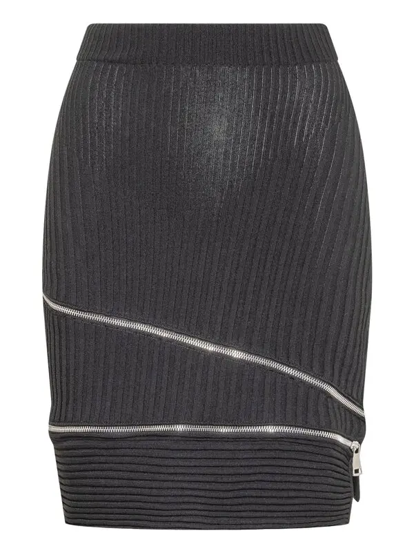 ANDREĀDAMO Zip Detail Mini Skirt - Black