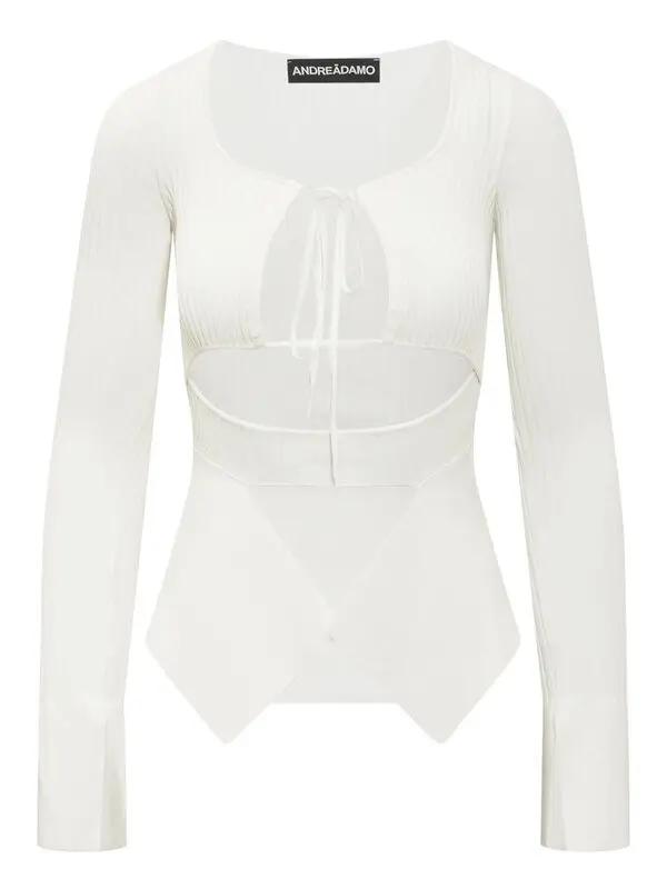 ANDREĀDAMO Chic Stretch Top - Ivory