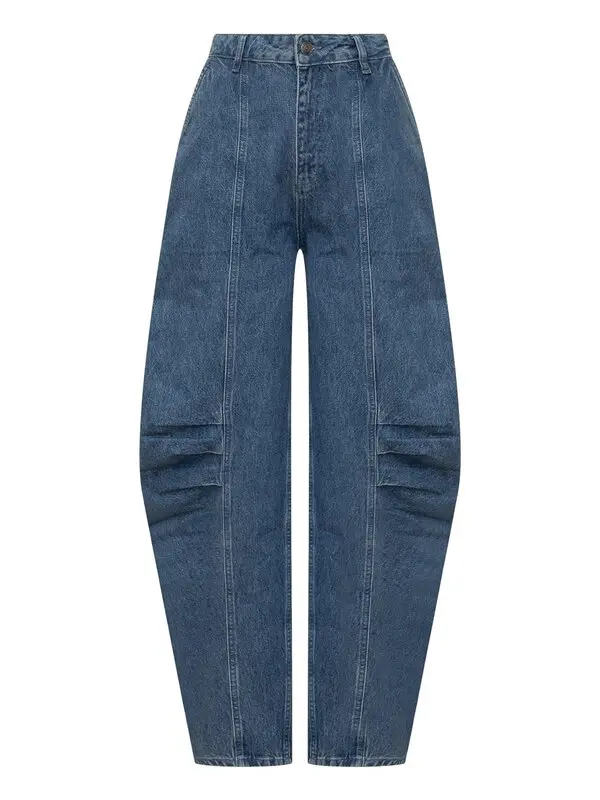 ROTATE BY BIRGER CHRISTENSEN Cargo Denim Jeans - Medium Blue Denim
