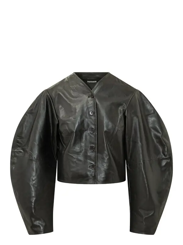 ROTATE BY BIRGER CHRISTENSEN Fitted Lambskin Leather Jacket - Black