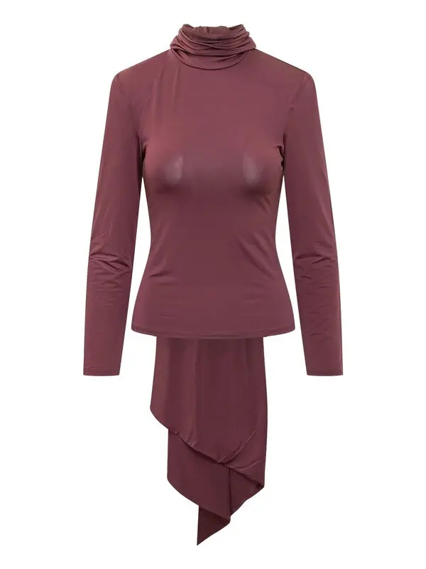 ROTATE BY BIRGER CHRISTENSEN Long Sleeve Scarf Top - Winetasting