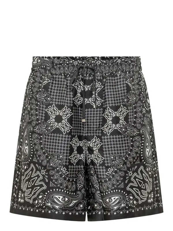 Amiri Mini Check Silk Shorts - Black