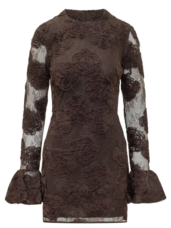 ROTATE BY BIRGER CHRISTENSEN 3d Flower Midi Dress - Mole'
