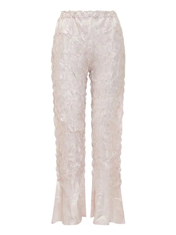 GONGDID DESIGN Sophisticated Pleated Trousers With Flared Hem - Pink