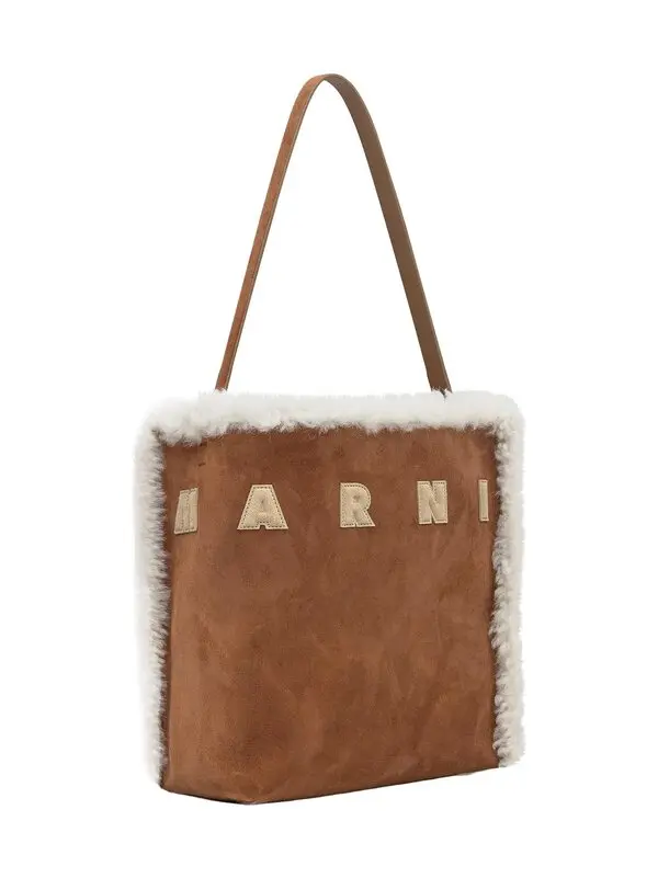Marni Mini Suede Shoulder Bag - Marrone