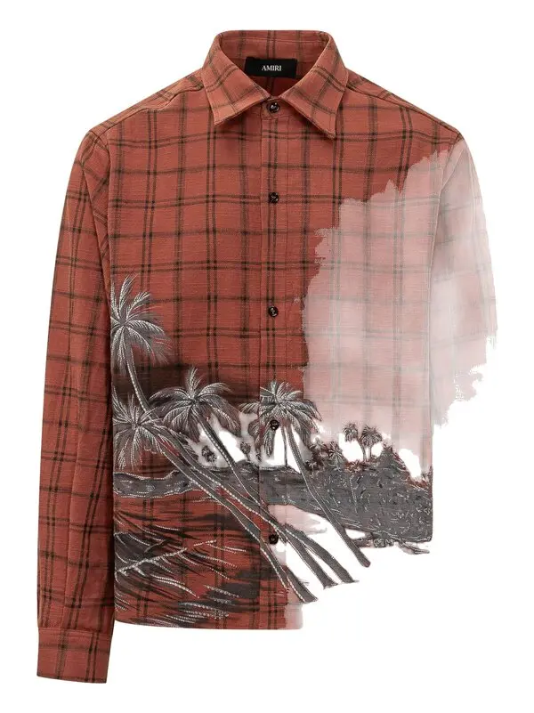 Amiri Sequin Palms Long-sleeve Shirt - Red