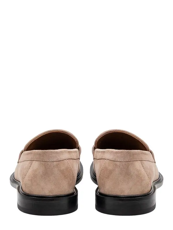 STURLINI Luxurious Suede Loafers With Front Strap - Barley