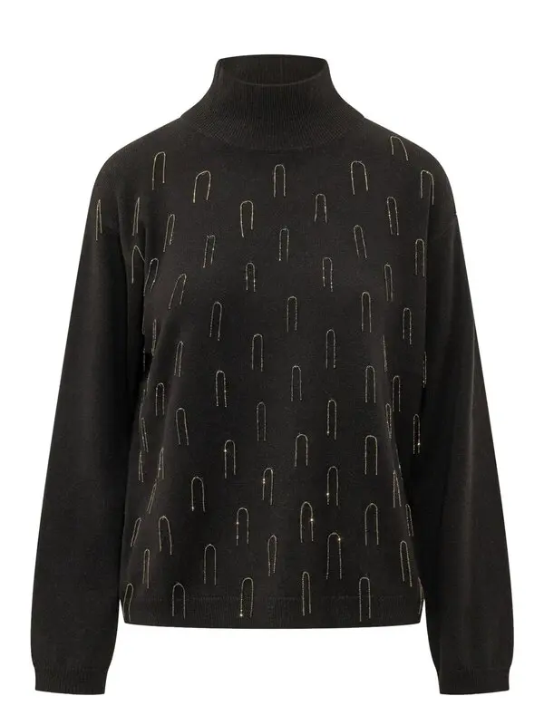 Fabiana Filippi Elegant Knit Sweater With Luxe Details - Nero