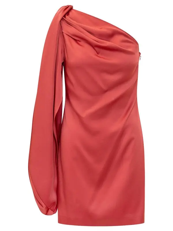Stella McCartney Chic Mini Satin Dress - Tomato